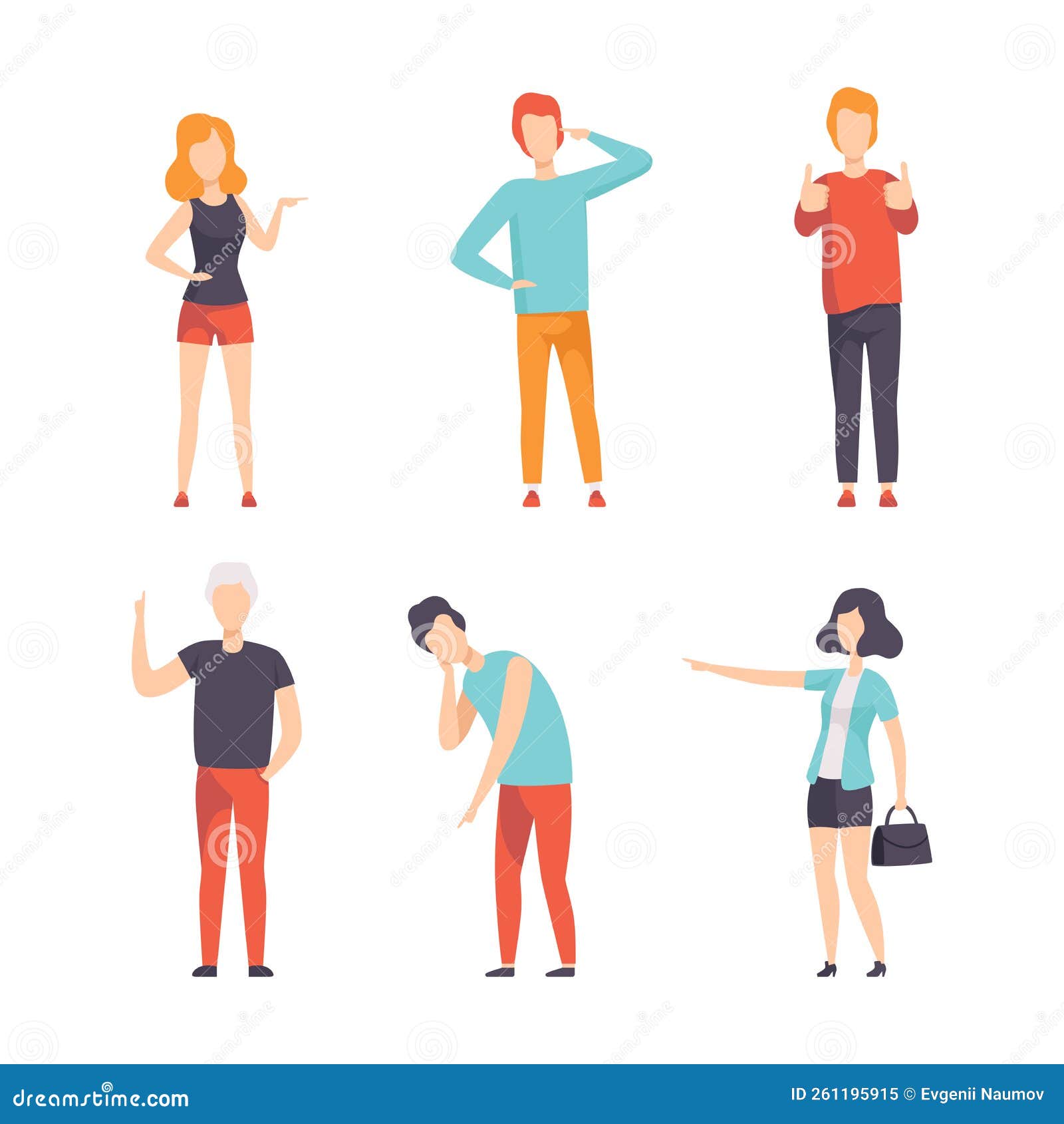 People Character Indicating Something Pointing with Index Finger As ...