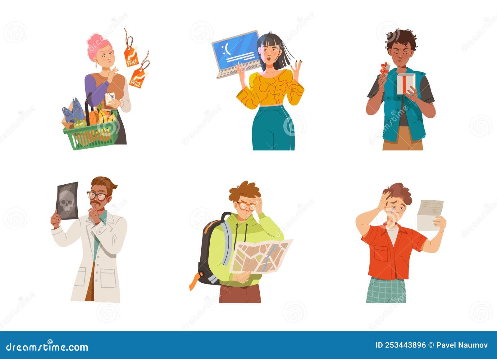 People Character Looking at Something with Different Face Expression ...