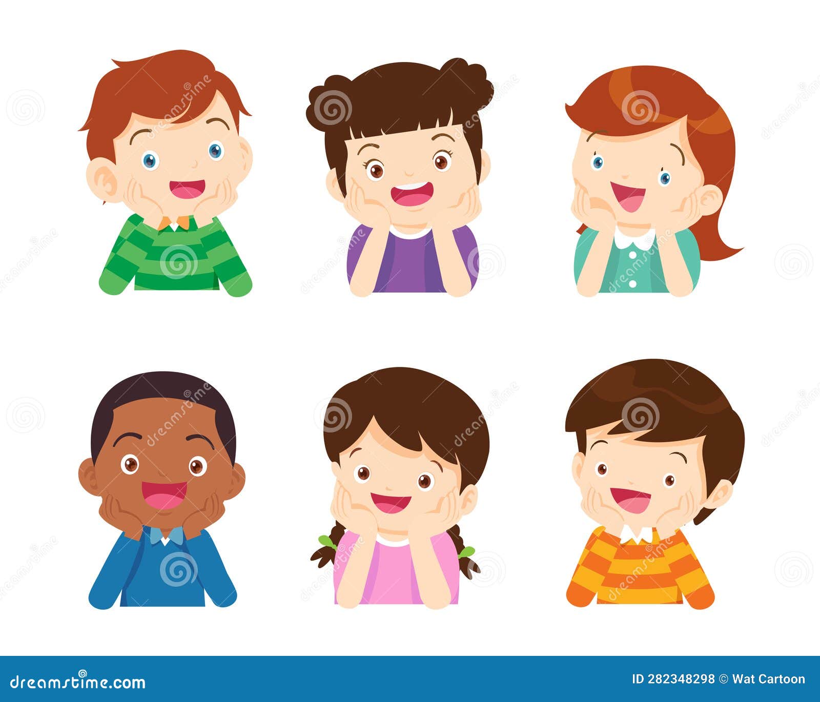 People Character Resting Chin on Hands Thinking with Hand on Chin Stock ...