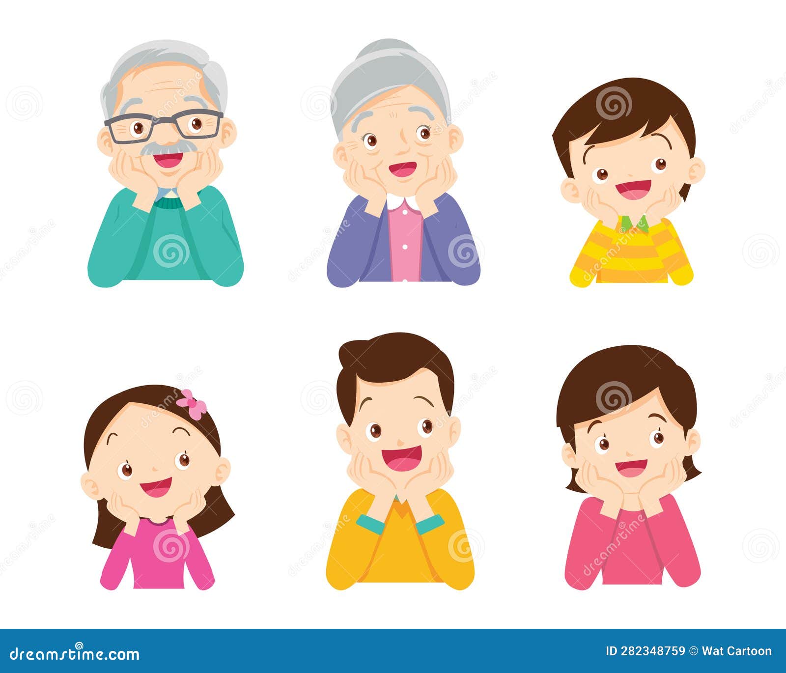 People Character Resting Chin on Hands Thinking with Hand on Chin Stock ...