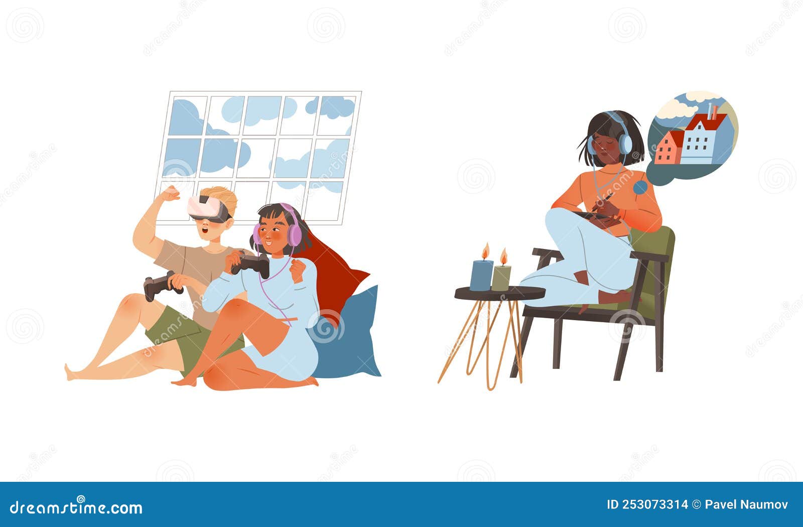 People Character Using Gadget and Electronic Device Drawing on Tablet ...