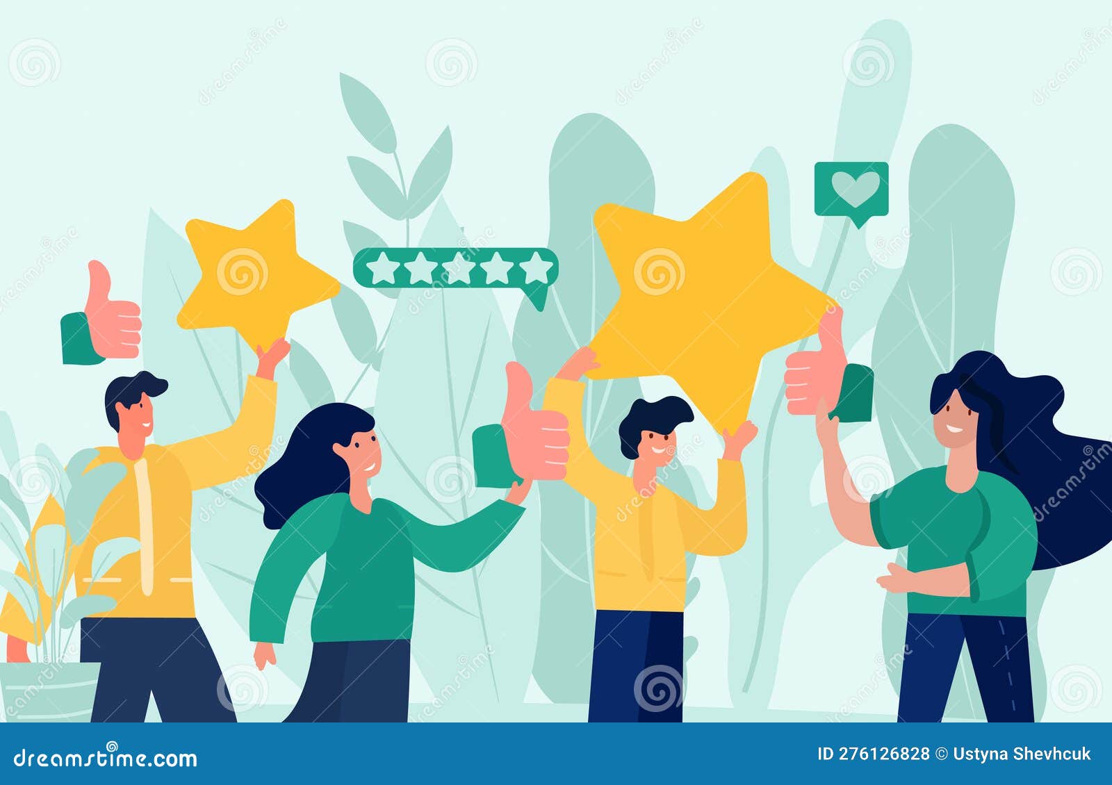 The People Characters Giving Five Star Feedback Represent the ...