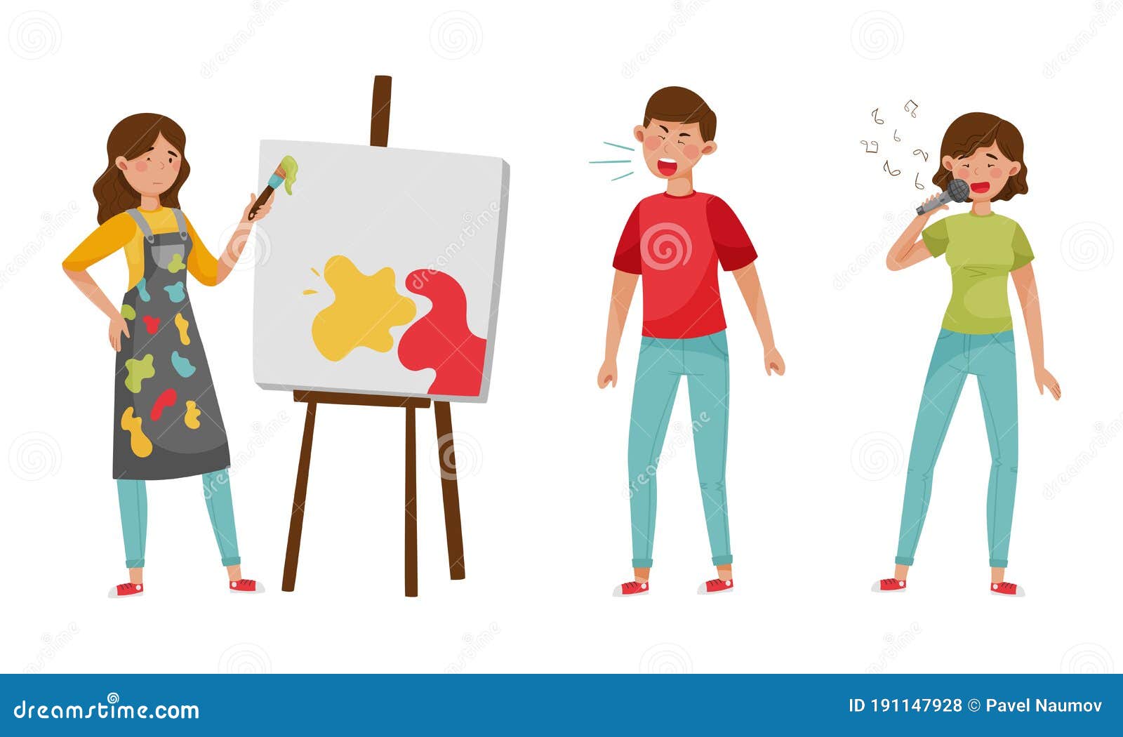 People Characters Reducing Stress by Different Activities Like Drawing ...