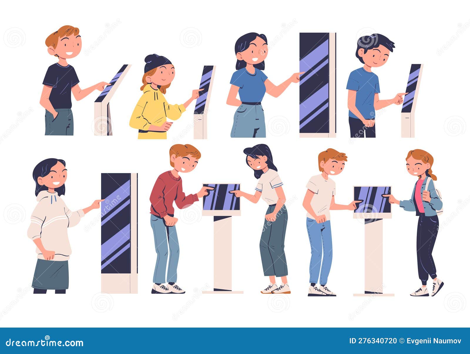 People Characters Using Information Board with Interactive Interface ...