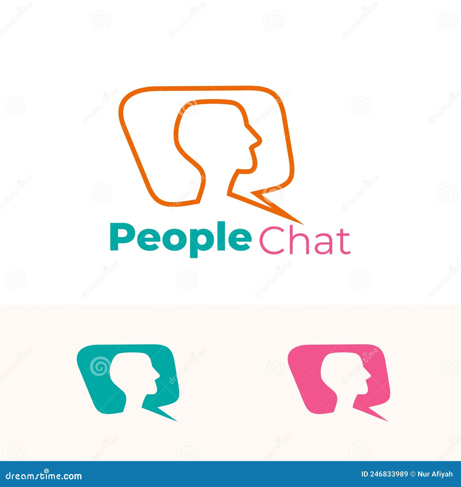 People Chat Logo Template, Telecommunication Logo with Line Stock ...