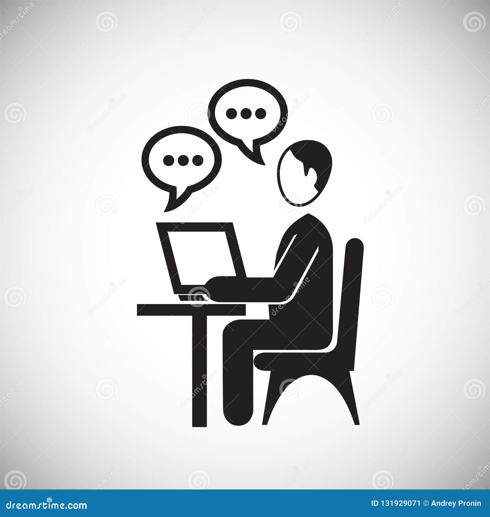 People Chatting Behind Computer on White Background Stock Vector ...