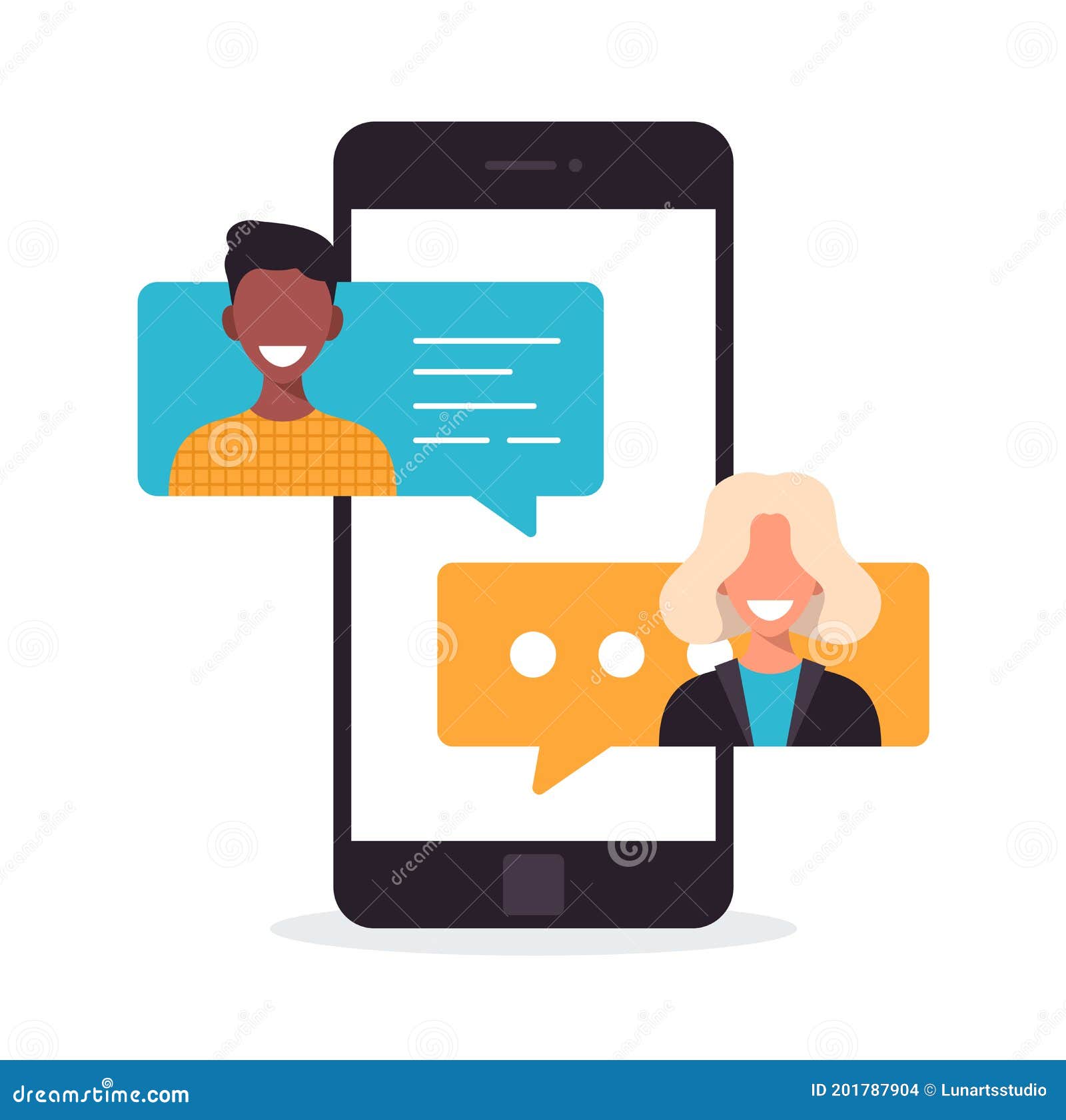 People Chatting on Mobile. Multicultural Communication Concept Stock ...