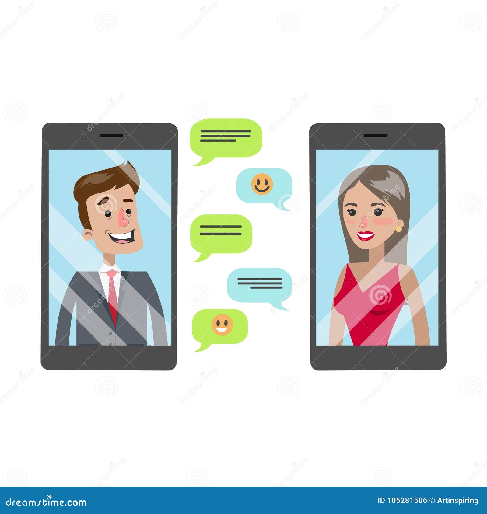People Chatting with Smartphone. Stock Vector - Illustration of ...