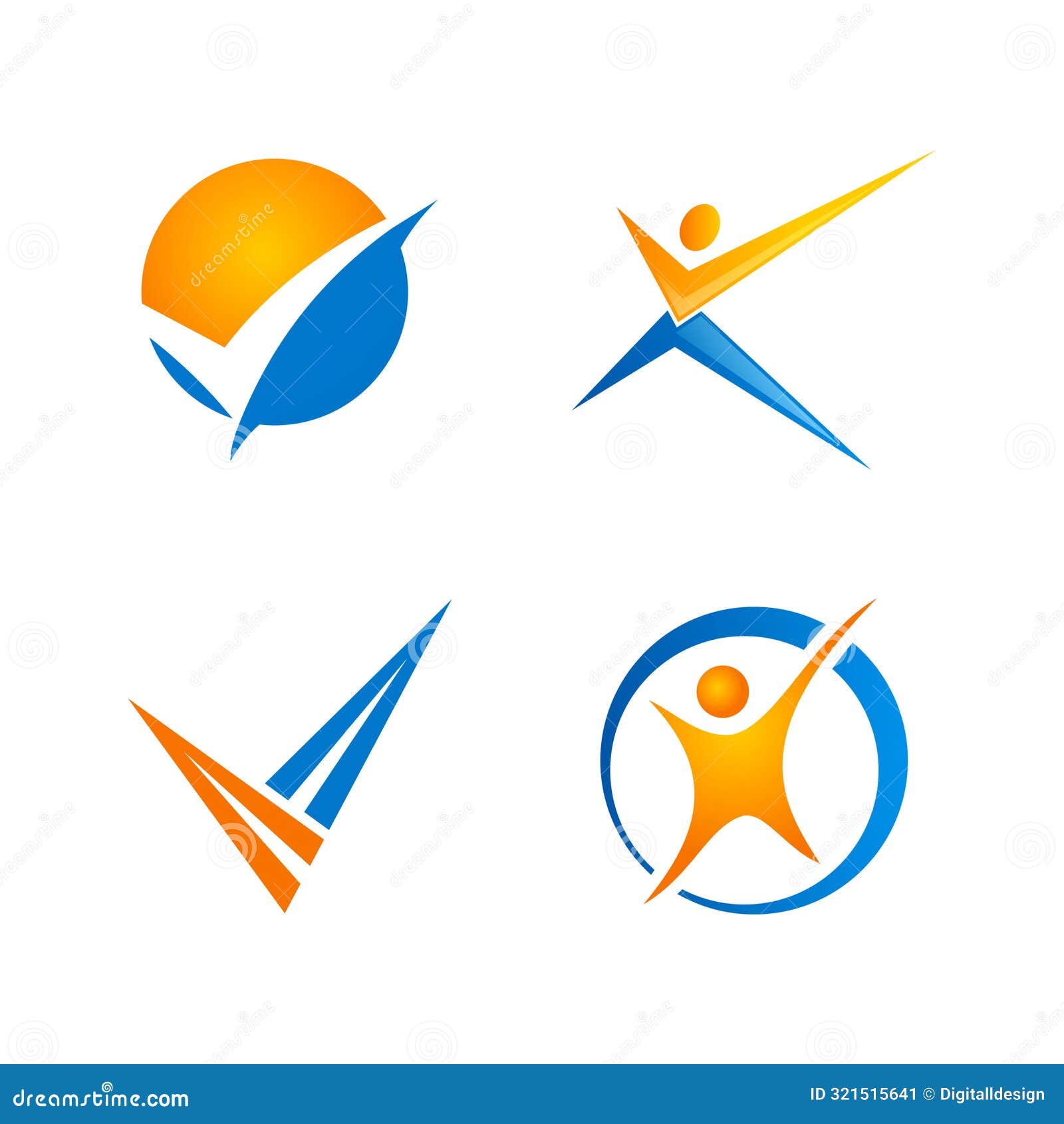 Check Mark People Abstract Logo Set Vector Stock Vector - Illustration ...