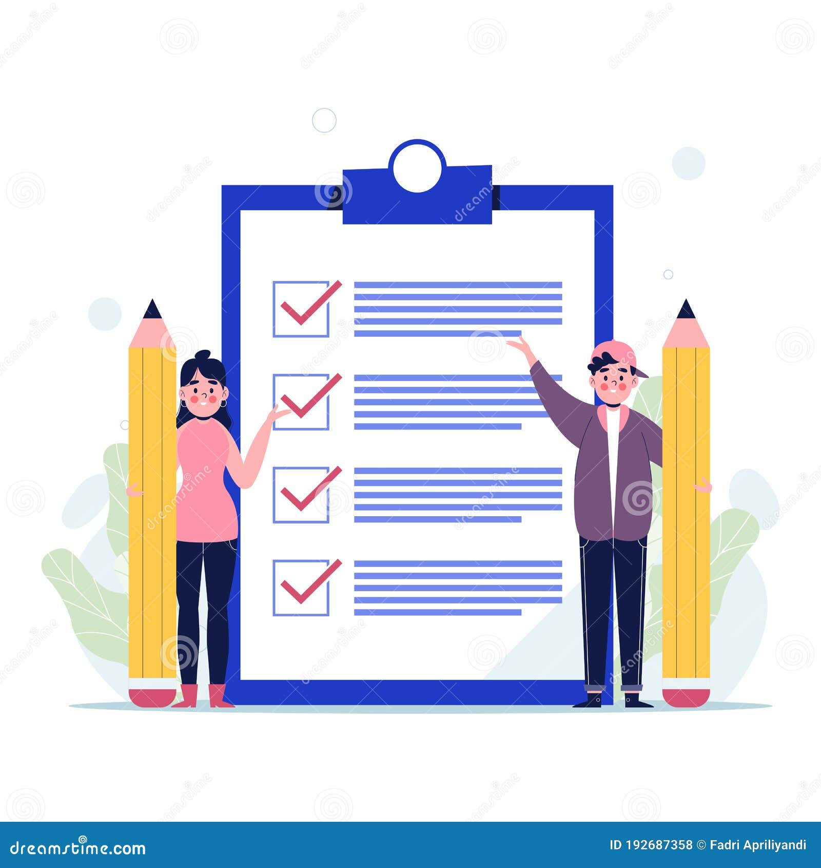 People Checking Giant Check List Stock Vector - Illustration of ...