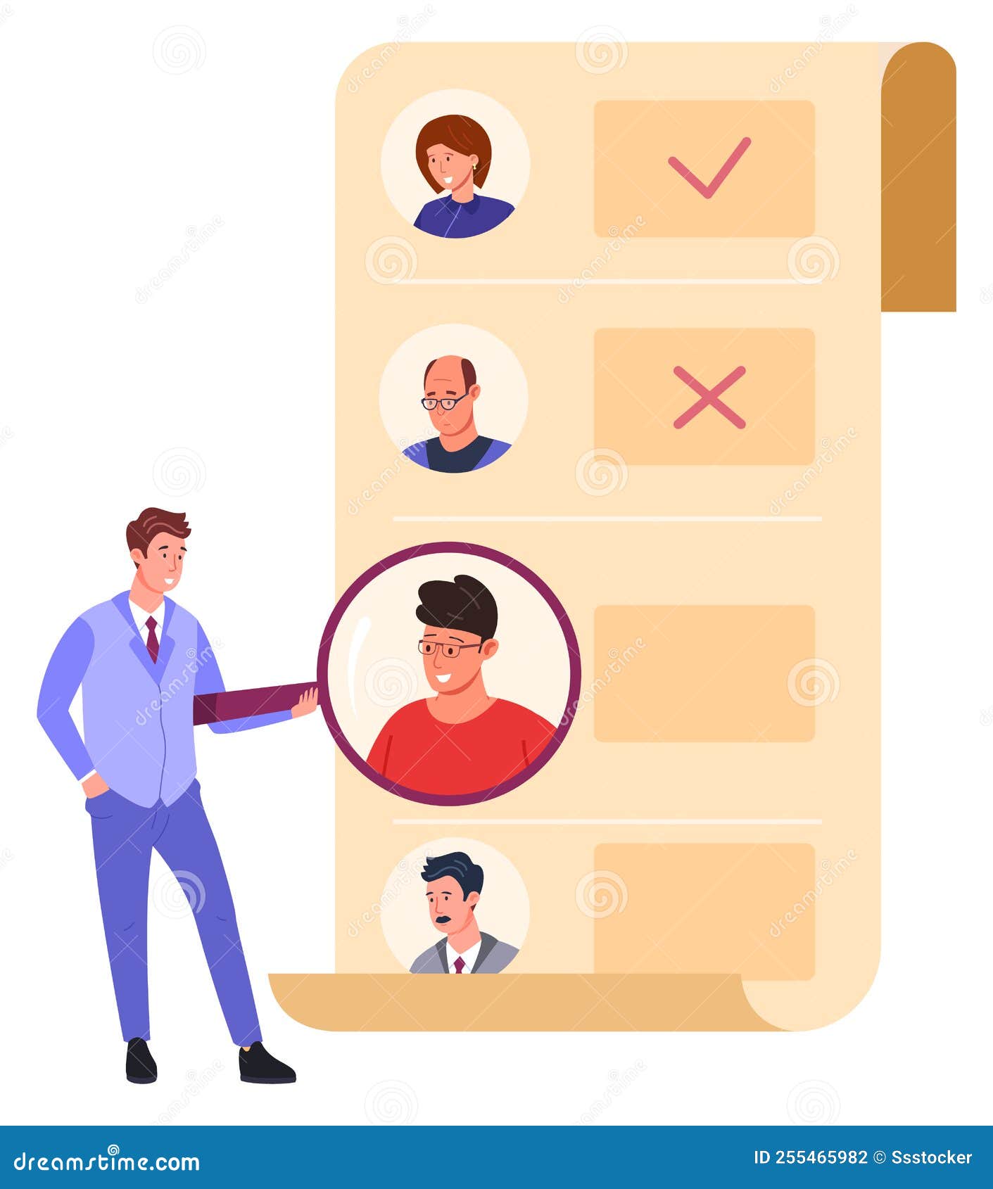 People Checking List. Man Looking at Employees Resume Stock Vector ...