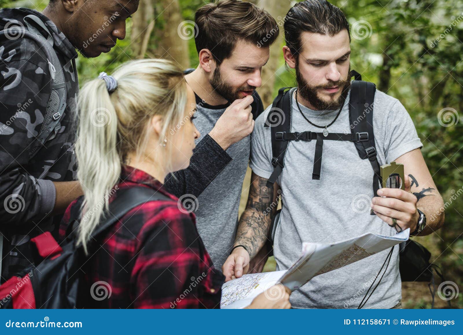 People Checking Map for the Direction Stock Image - Image of adventure ...