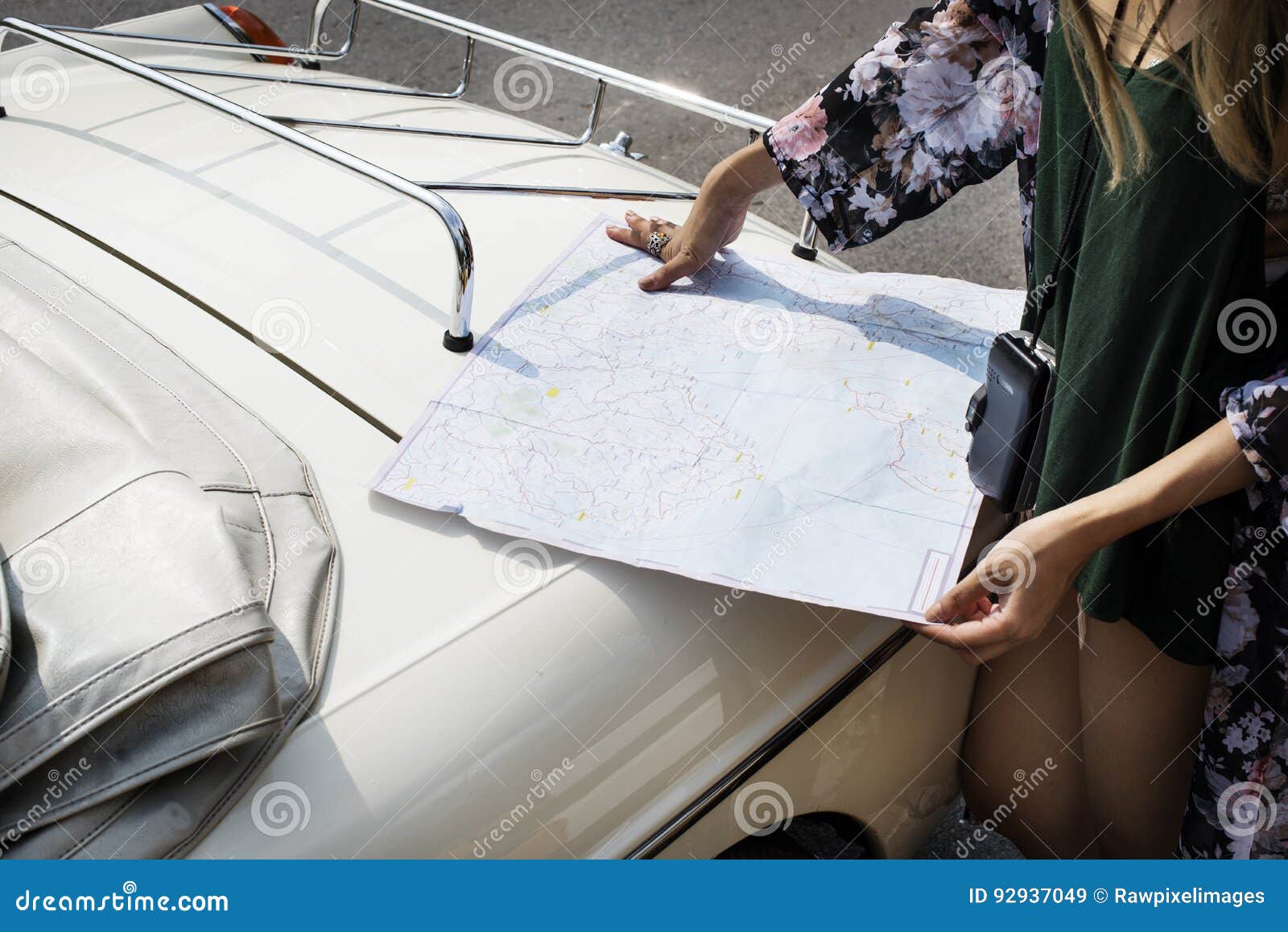 People Checking the Map for Direction on Road Trip Stock Image - Image ...