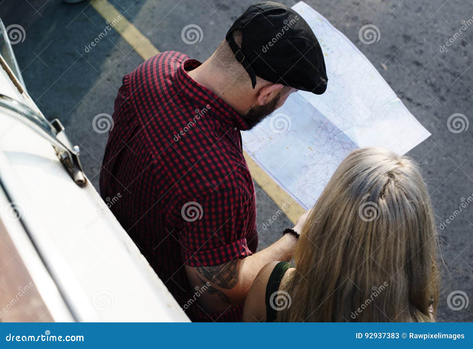 People Checking the Map for Direction Stock Image - Image of relation ...