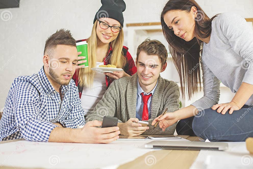 People checking phones stock image. Image of colleagues - 88228687