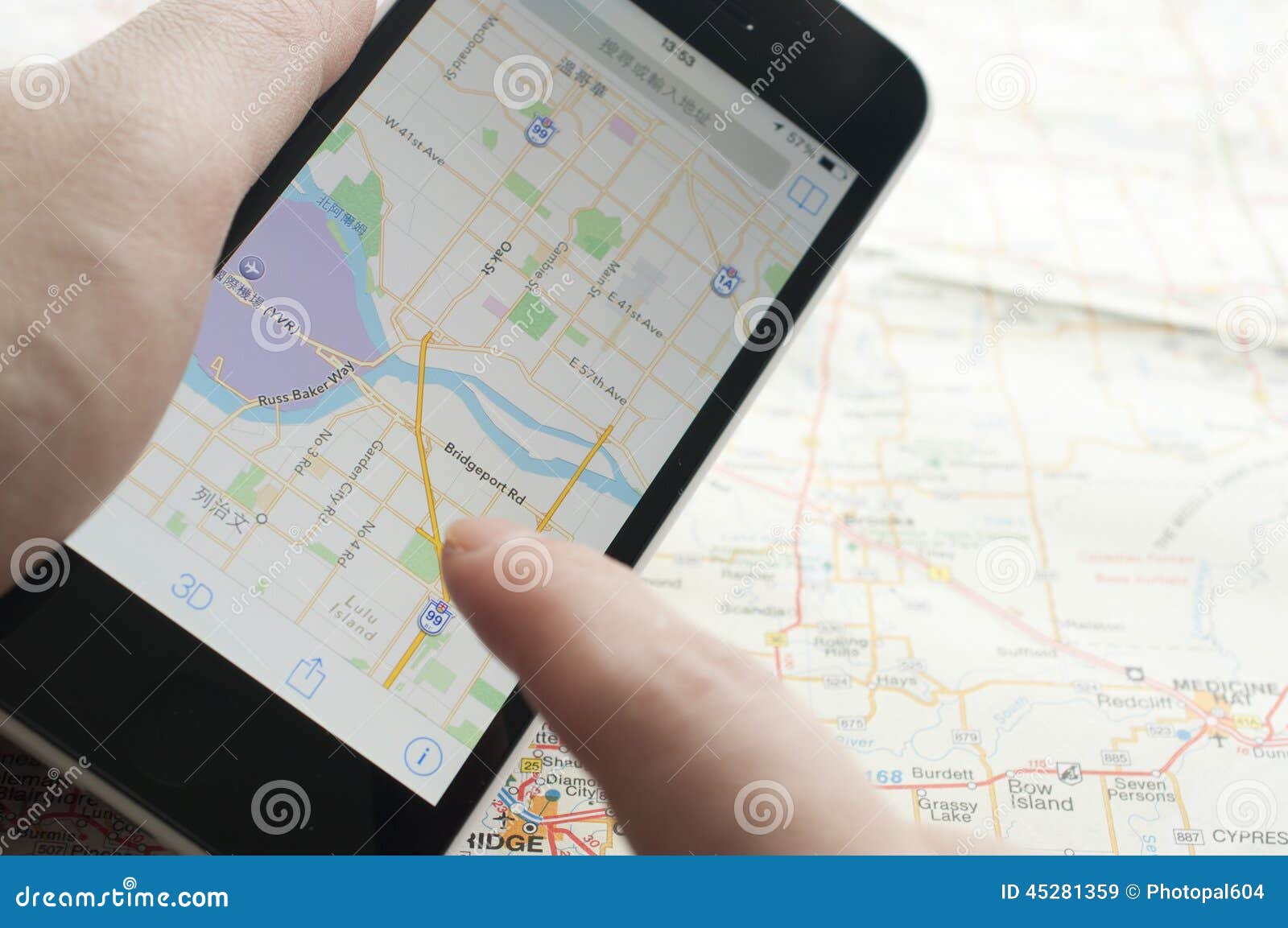 People Checking Smartphone with GPS Navigator Mpa Stock Image - Image ...