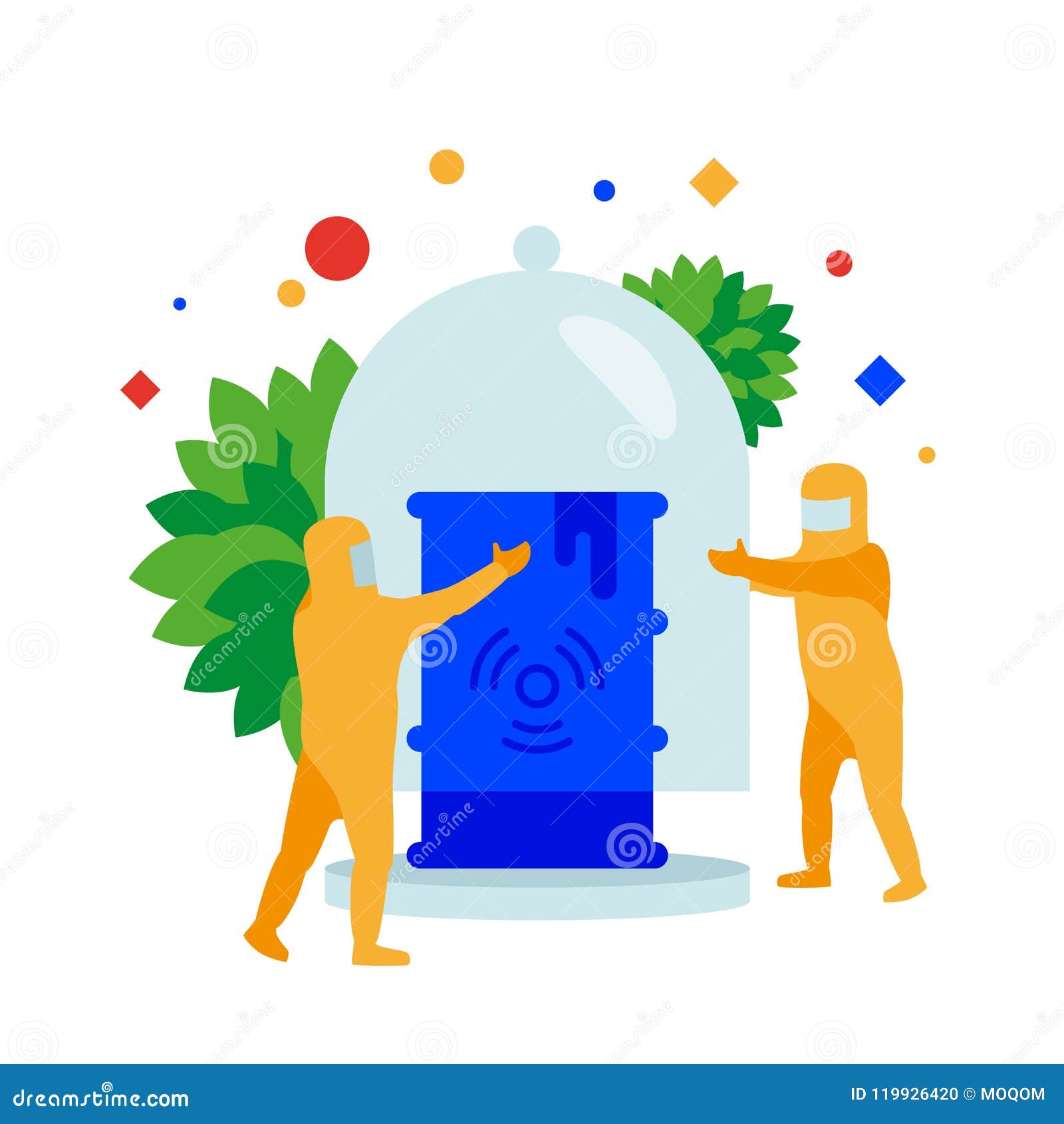 People in Chemical Protection Close Toxic Waste. Stock Vector ...