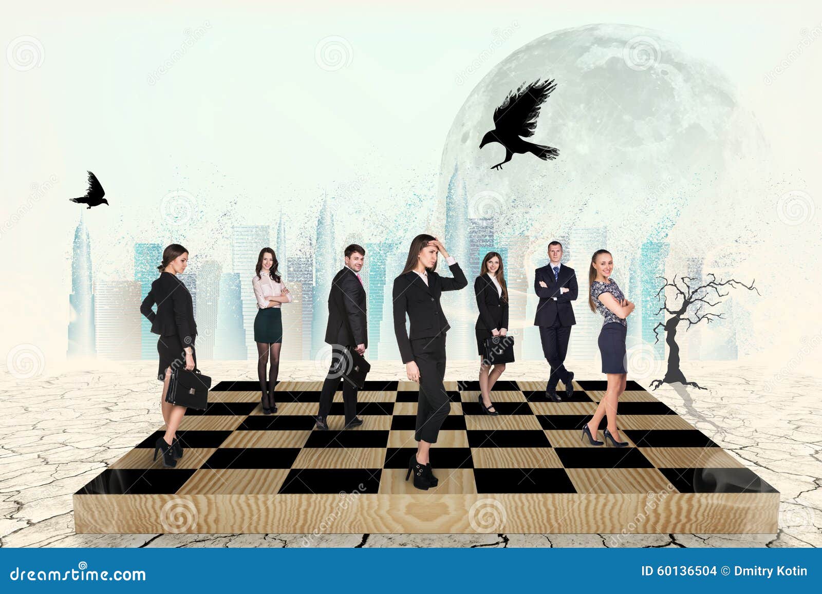 People on the chess-board stock illustration. Illustration of employee ...