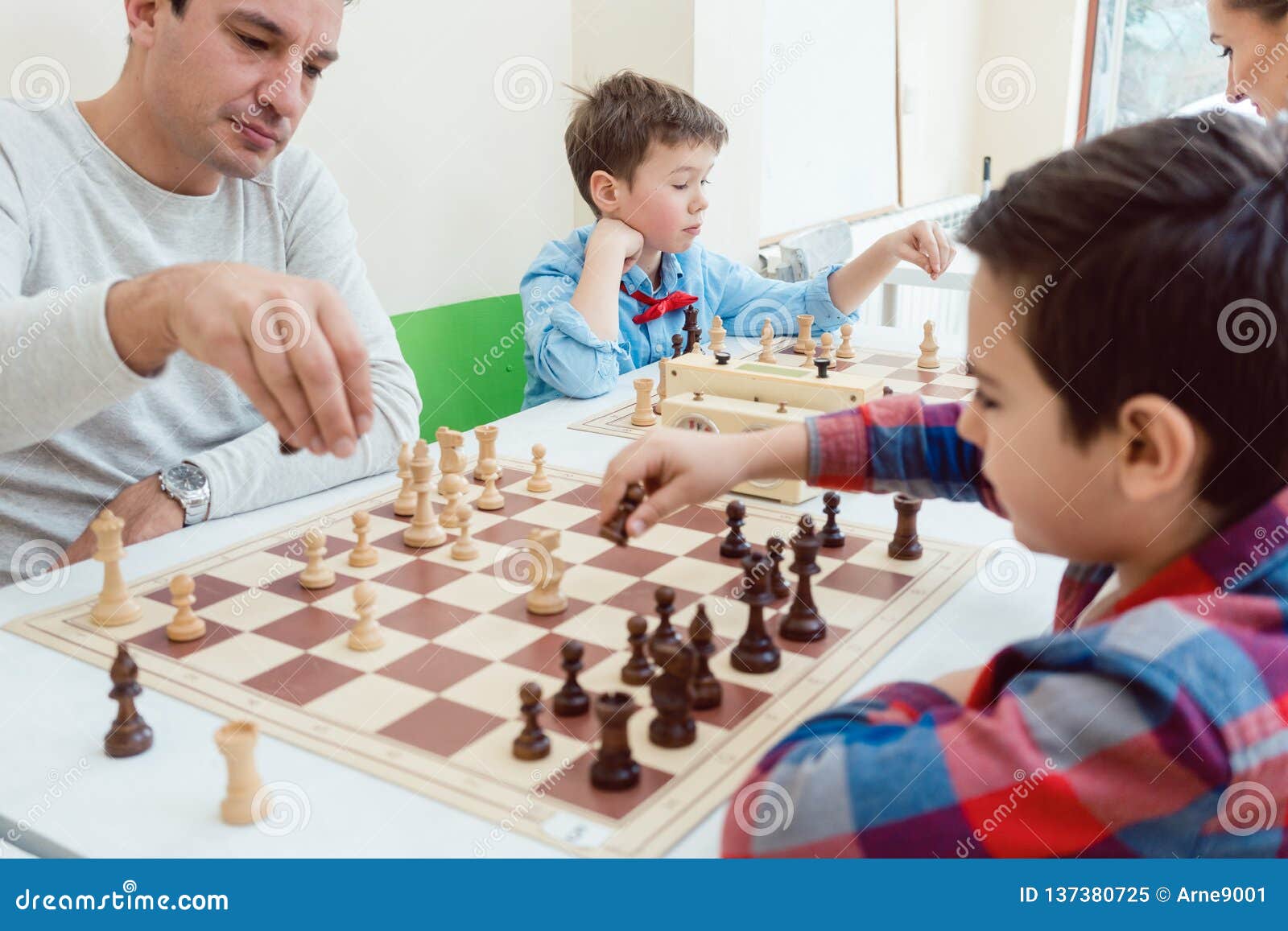 Chess School. Games And Activities For Children. Family Concept. Little ...