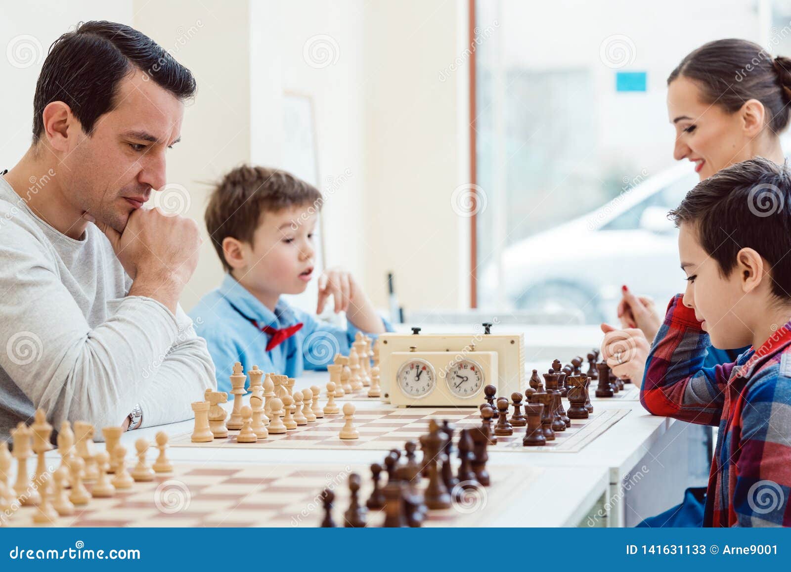 Chess School. Games And Activities For Children. Family Concept. Little ...