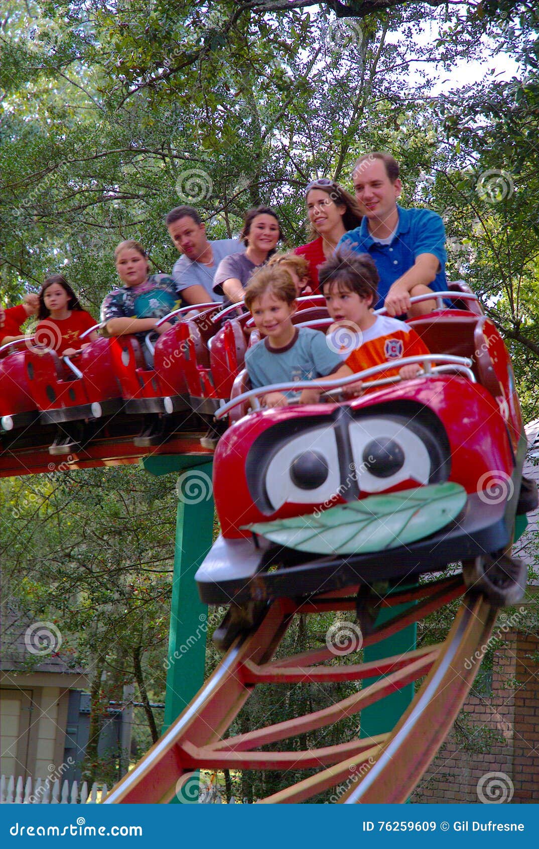 People-Children and Adults on a Amusement Park Roller Coaster Editorial ...