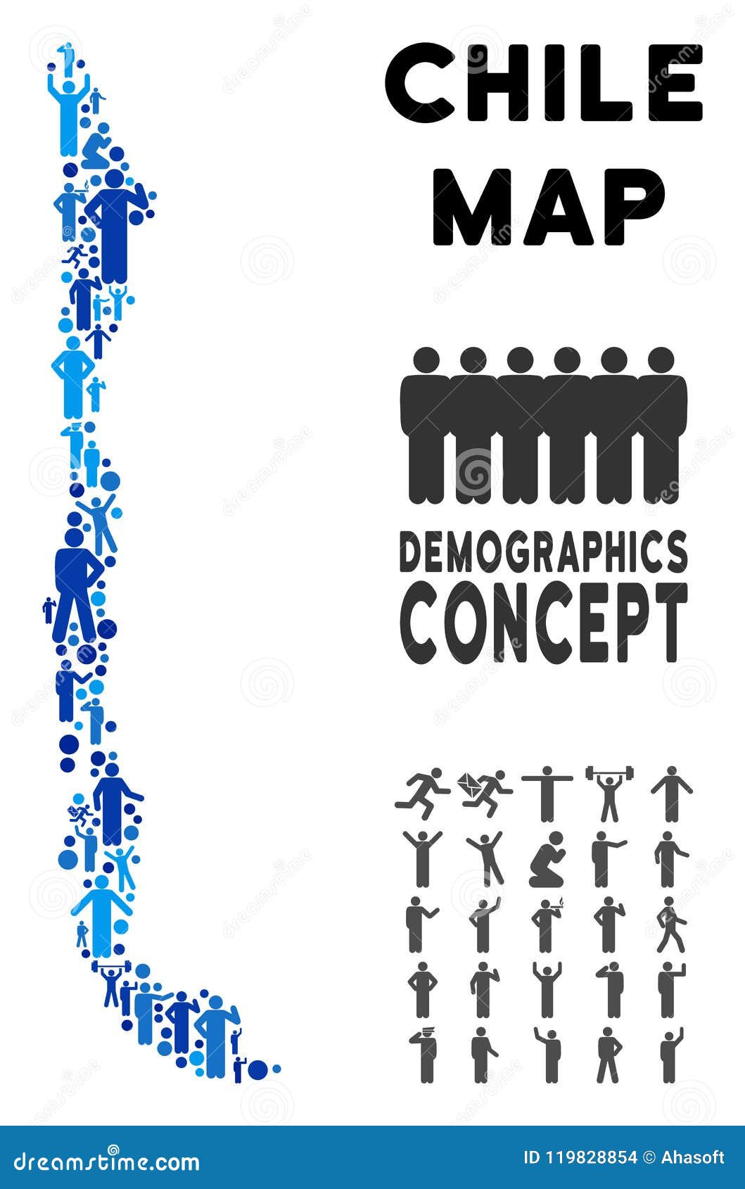 People Chile Map stock vector. Illustration of mosaic - 119828854