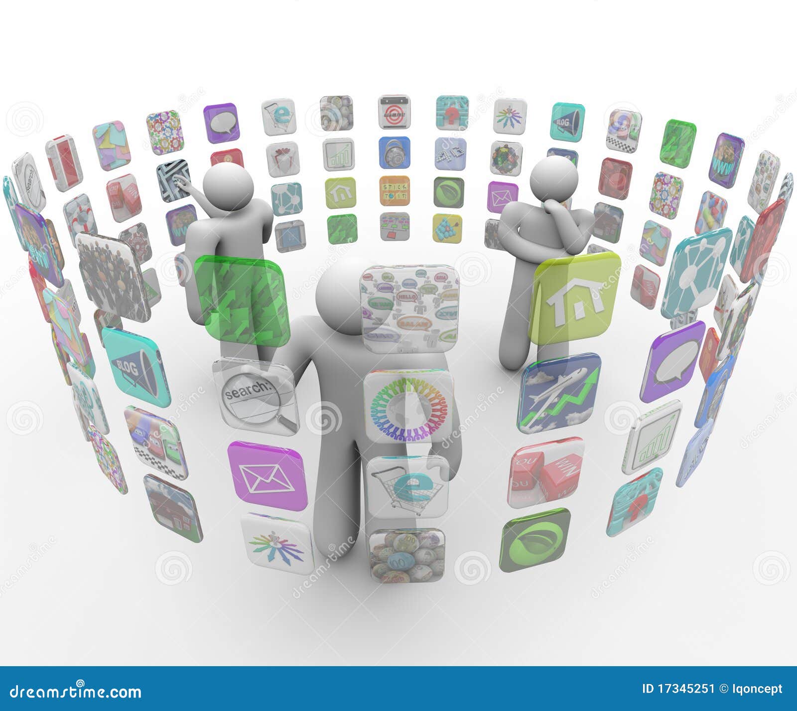 People Choose Apps on Projected Touch Screen Walls Stock Illustration ...