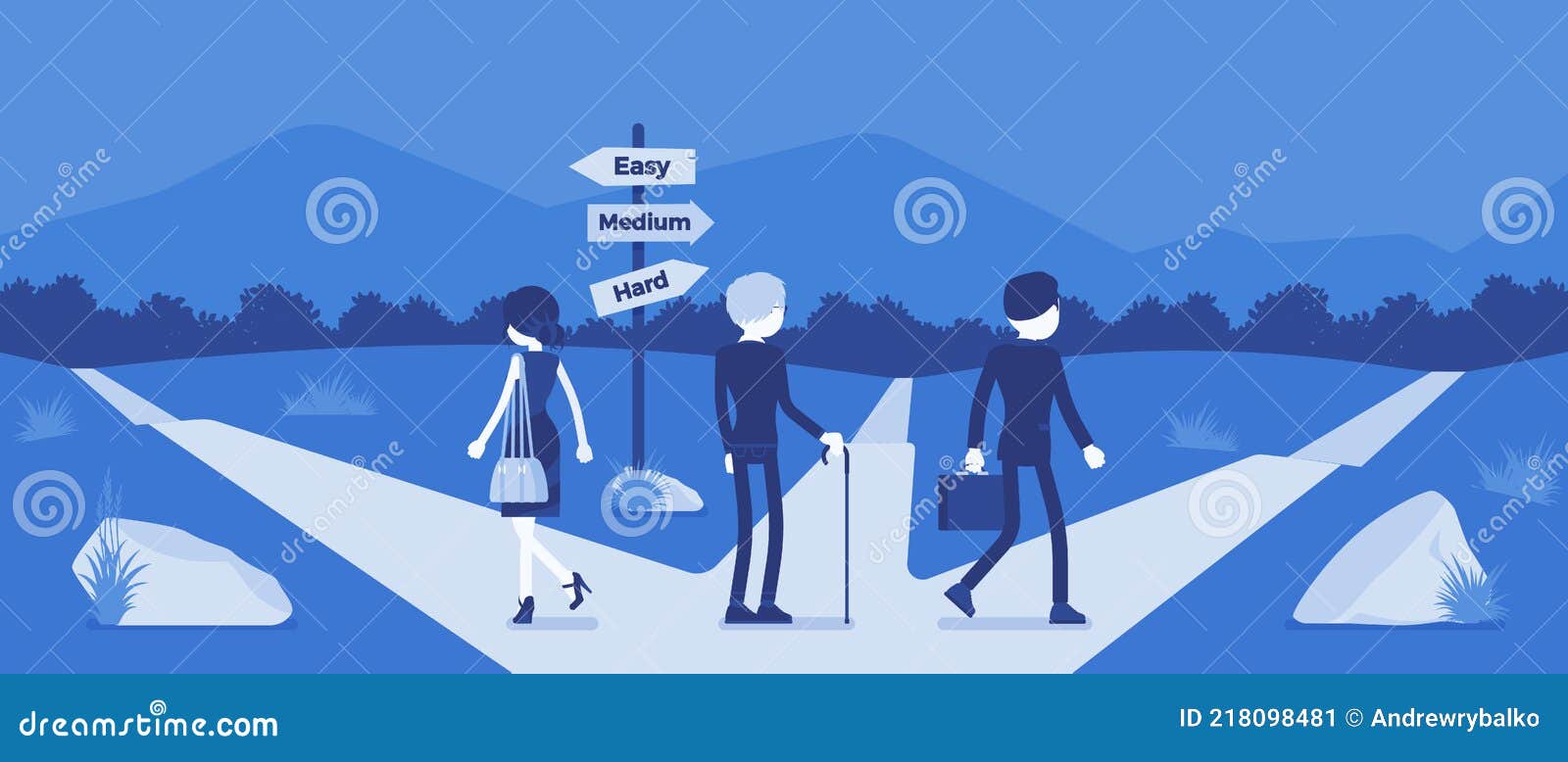 People Choosing a Path, Way, Life Direction Stock Vector - Illustration ...