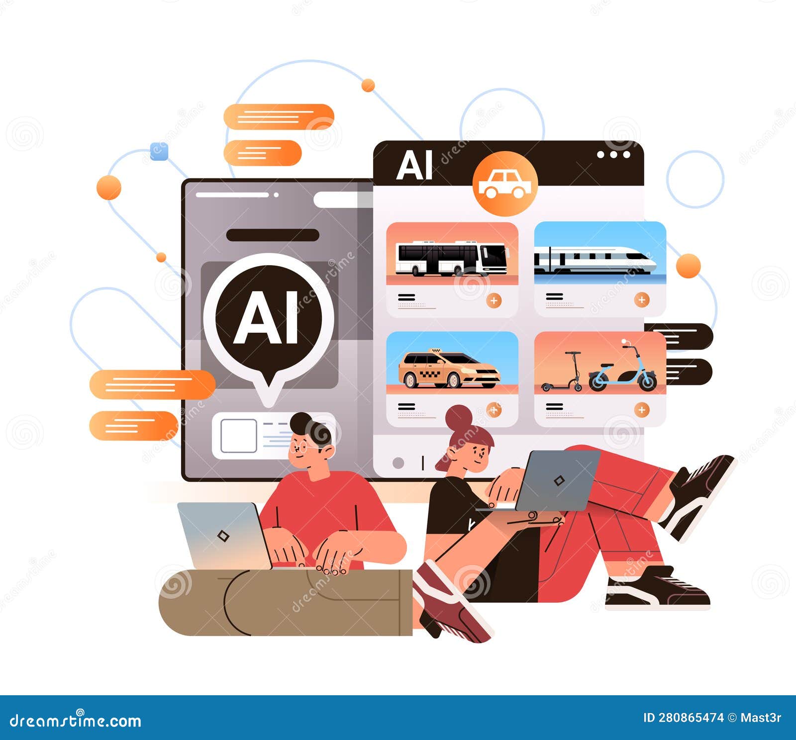 People Choosing Transport for Traveling in Computer App with Ai Helper ...