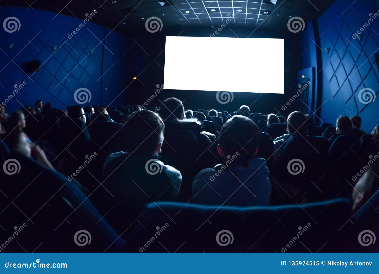 People in the Cinema Watching a Movie Stock Image - Image of hall, full ...