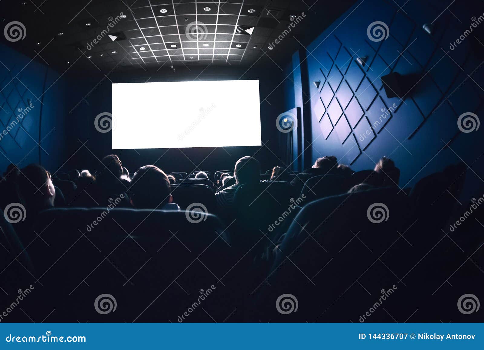 People in the Cinema Watching a Movie Stock Image - Image of staging ...