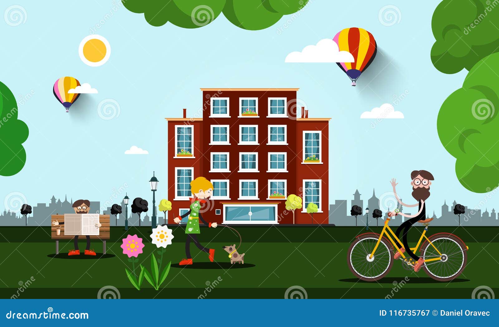 People in City with Building Stock Vector - Illustration of vector ...