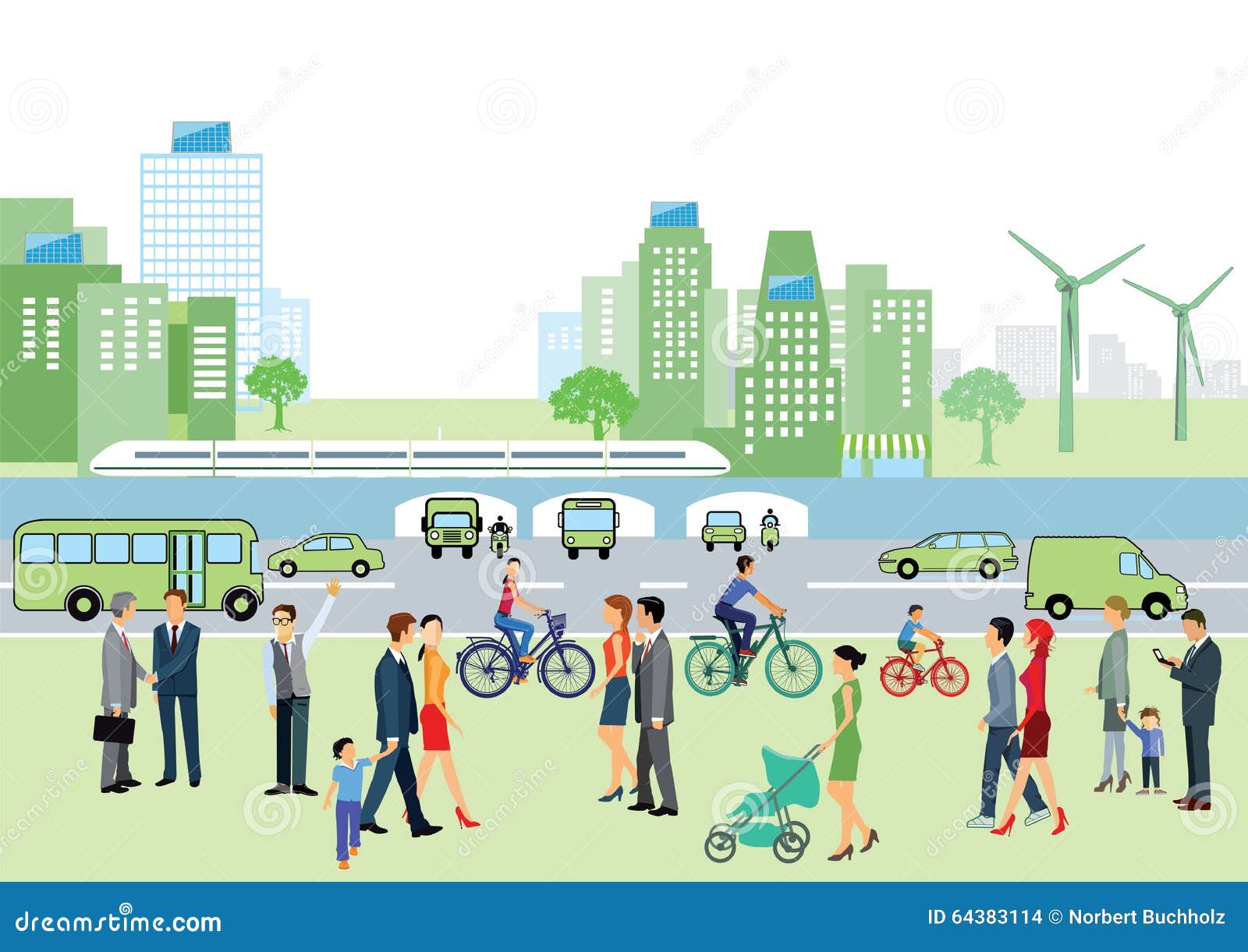 People in clean city stock vector. Illustration of daughter - 64383114