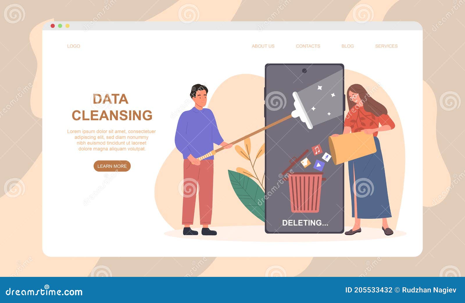 Data Cleansing Concept Detect, Remove, Clean, Cartoon Vector ...