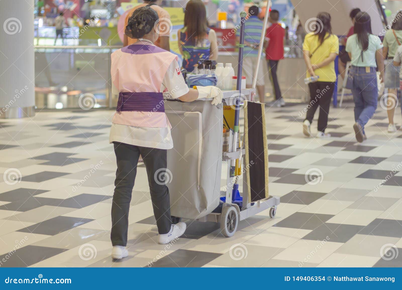 People Cleaning Floor in the Mall Stock Photo - Image of maid ...
