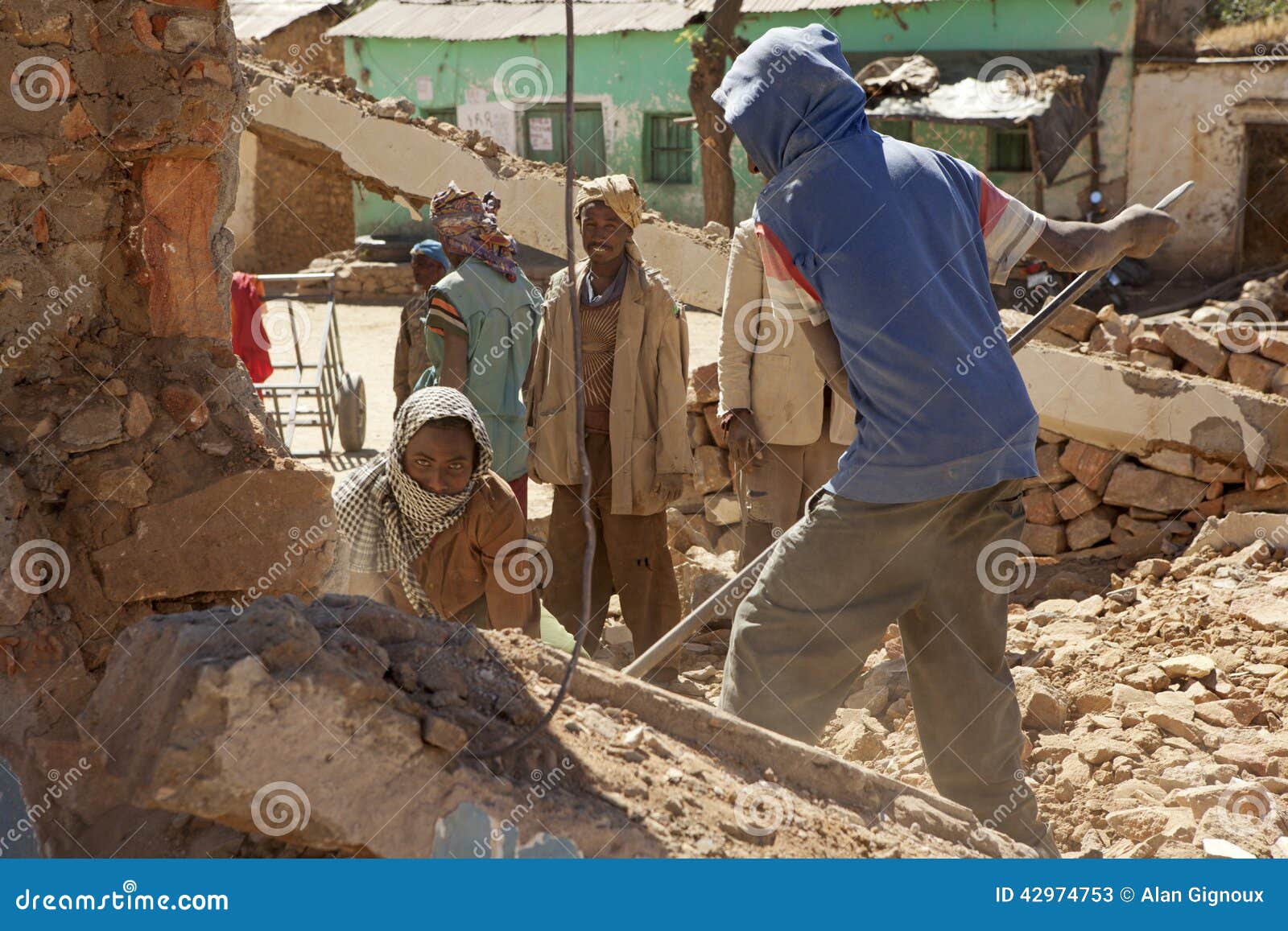 People Clearing the Rubble, Ethiopia Editorial Stock Photo - Image of ...