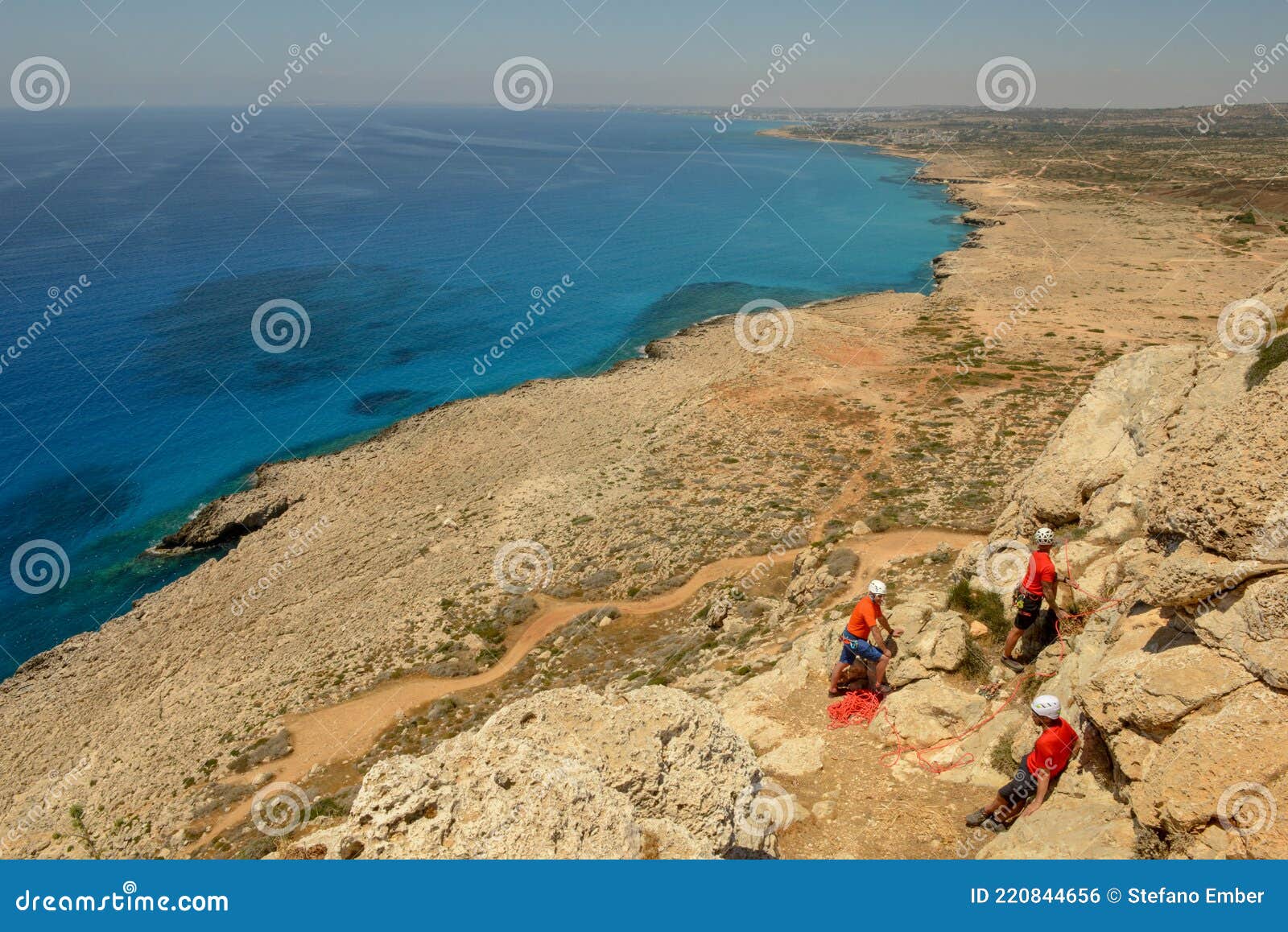 People Climbing on Rope Cape Greco on Cyprus Editorial Photo - Image of ...