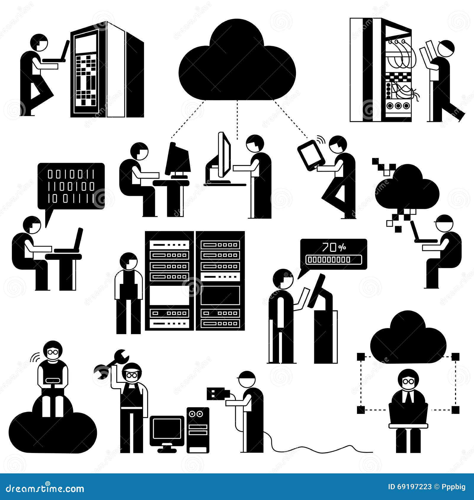 People with Cloud Computing Concept Stock Illustration - Illustration ...