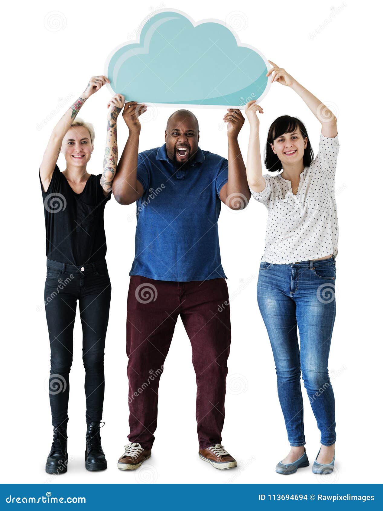 People with Cloud Network Isolated Stock Photo - Image of icon, happy ...