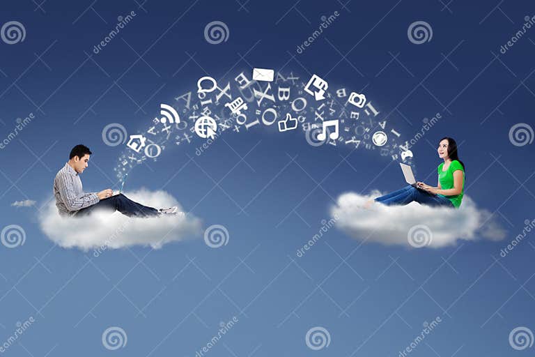 People on Cloud and Share Information Stock Photo - Image of internet ...