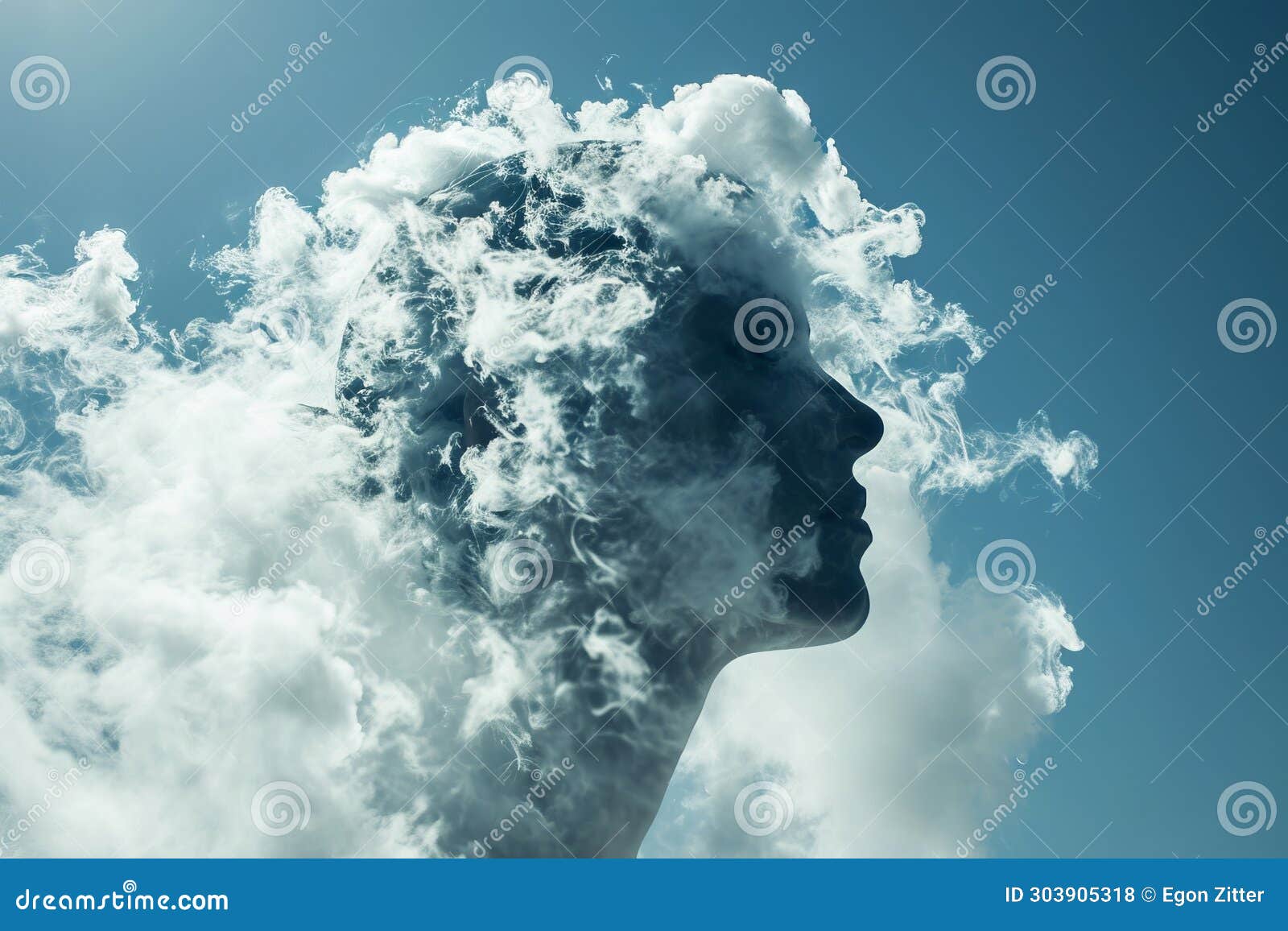 Humans in the clouds stock illustration. Illustration of clouds - 303905318