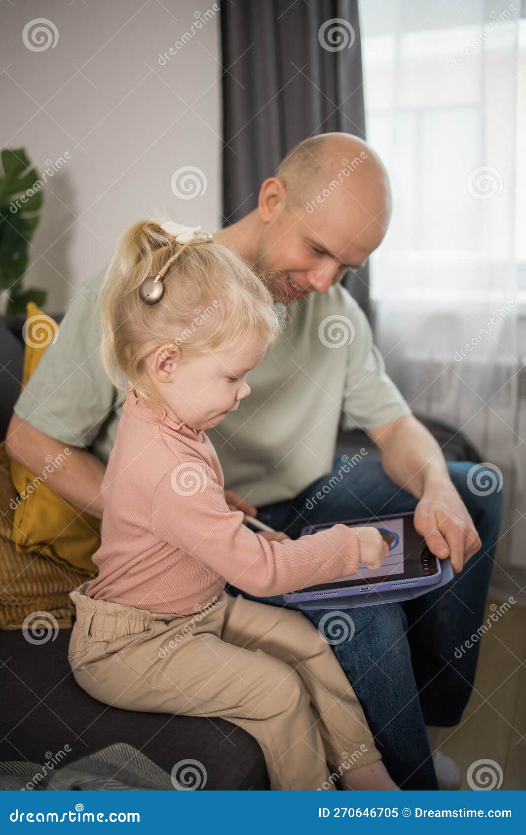 People with Cochlear Implant System. Kid Study To Hear with Her Father ...
