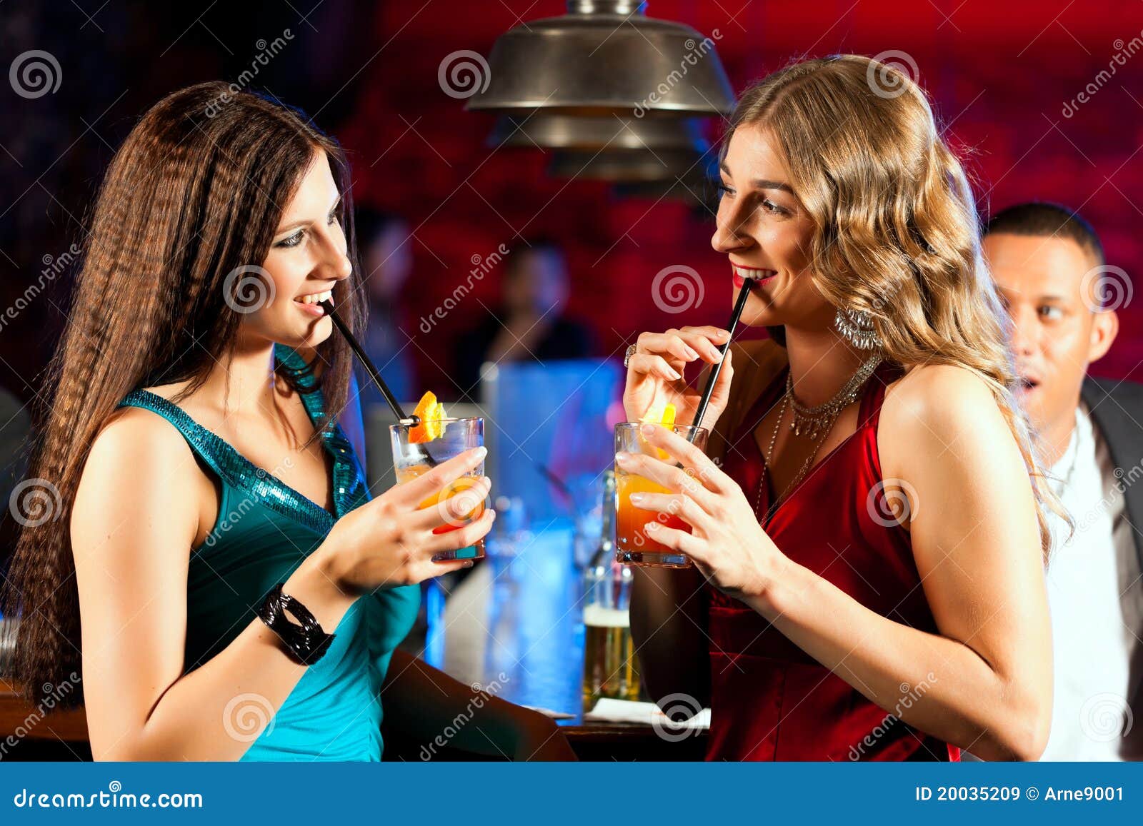 People with Cocktails in Bar or Club Stock Image - Image of attractive ...
