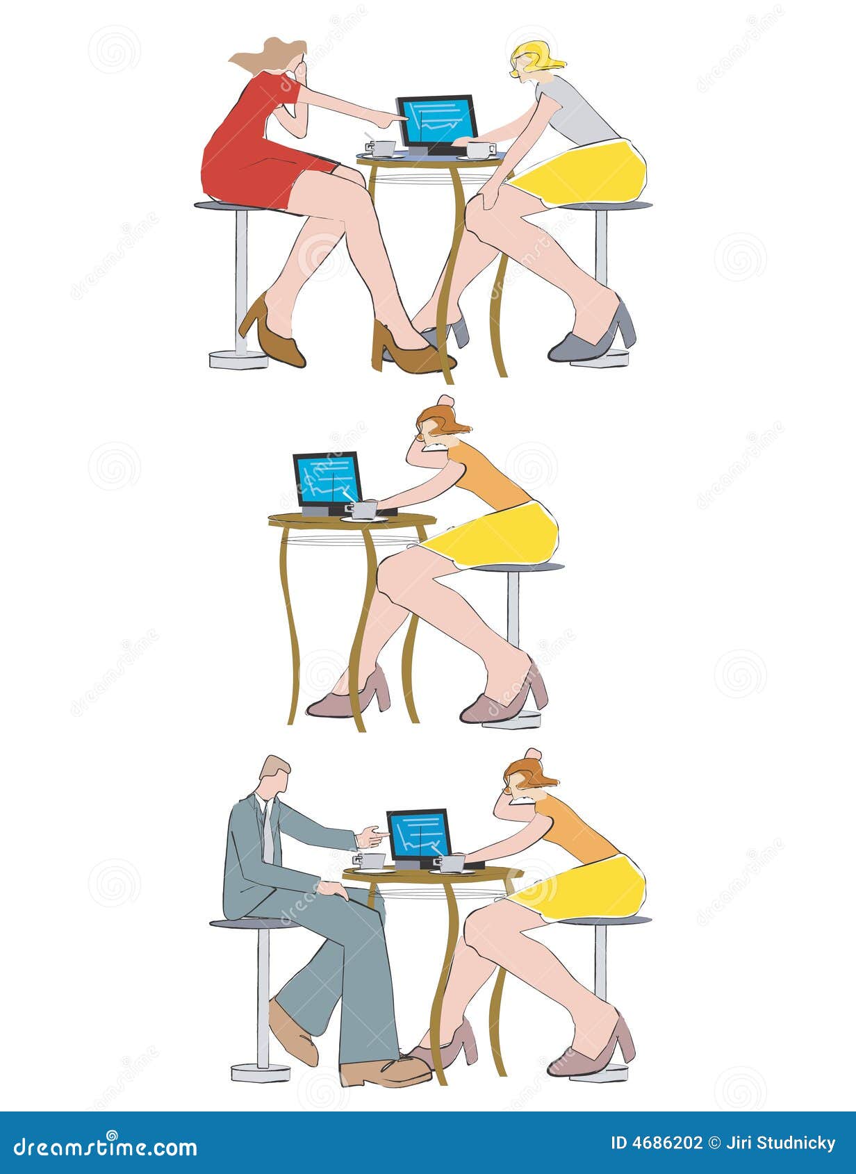People_in_coffeehouse_laptop Stock Vector - Illustration of team ...