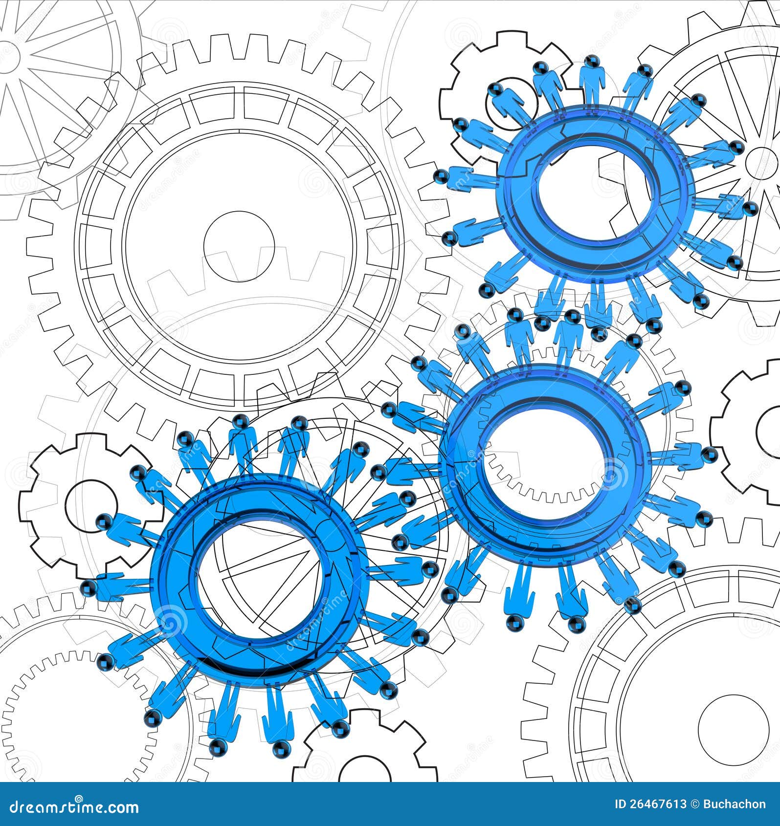 Two People With Cogs As Teamwork Concept Stock Photo | CartoonDealer ...