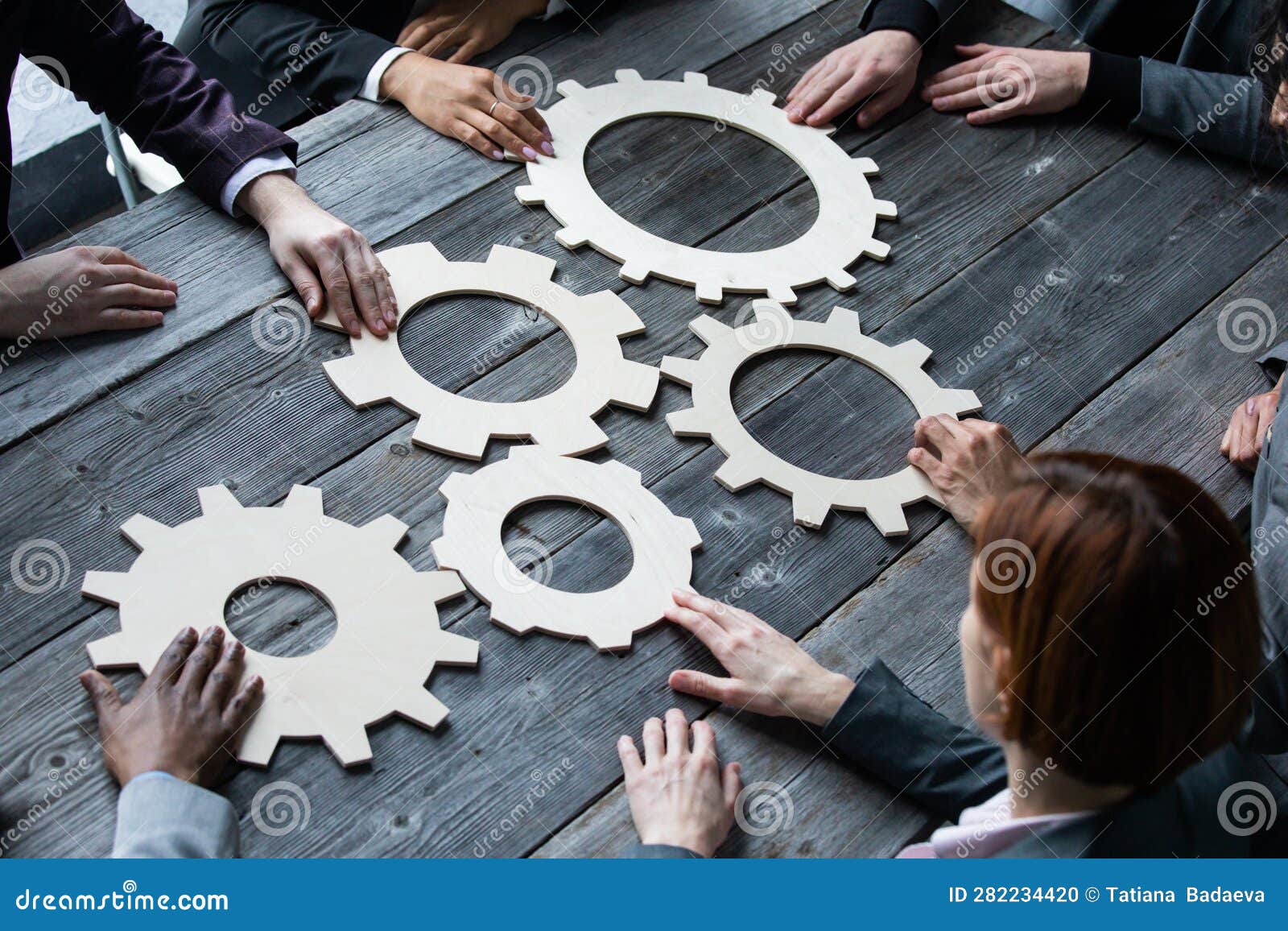 People with Cogs of Business Stock Photo - Image of discussion ...