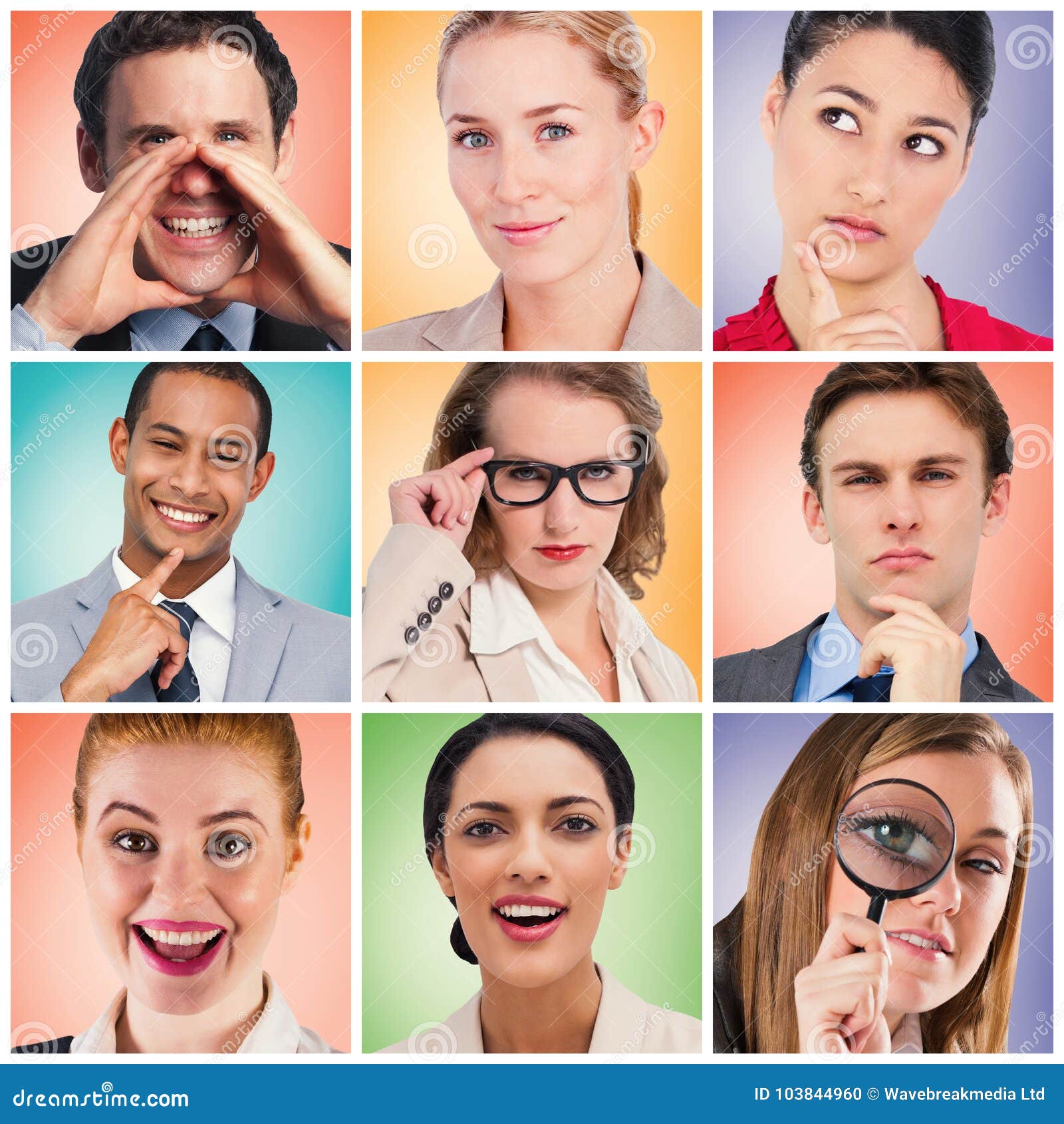 People Collage Portrait 3x3 Stock Illustration - Illustration of ...