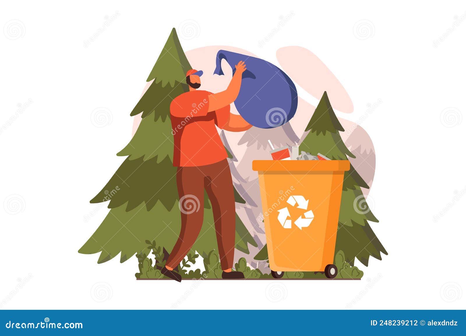 People Collecting Garbage Web Concept in Flat Design. Stock Vector ...