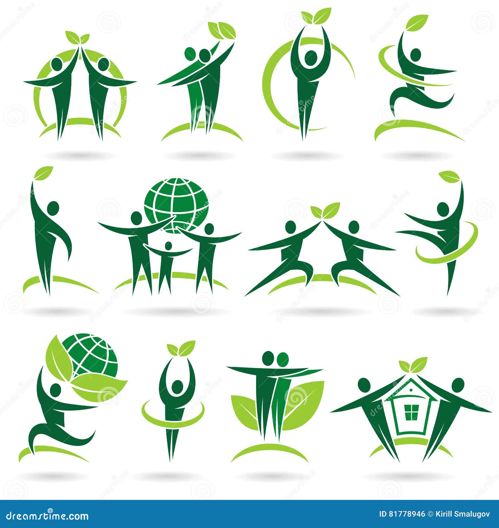 People Collection Ecology Icons and Elements Stock Vector ...