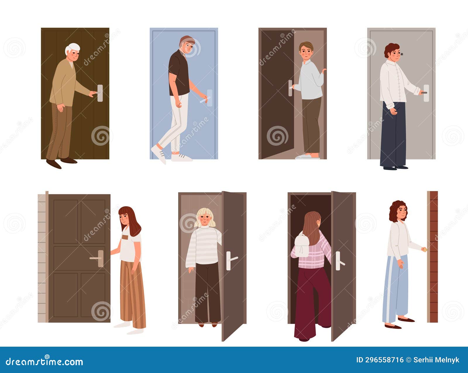 People Come In And Out Stock Illustration Illustration Of Woman